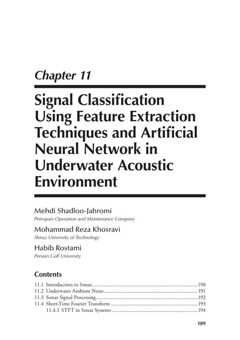 pdf signal classification using feature extraction techniques and