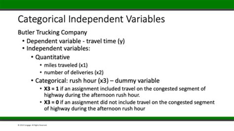 Ch7 P2 Linear Regression With Categorical Variables Flashcards Quizlet