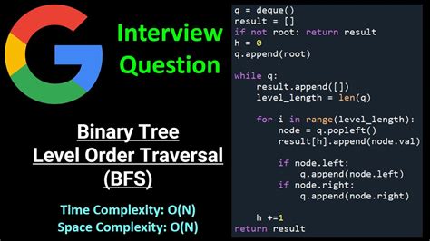 Binary Tree Level Order Traversal Bfs Tree Python Youtube