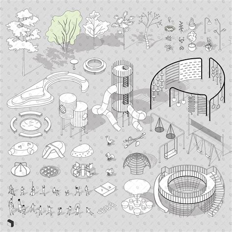 Axonometric Sketch Playground Toffu Co Playgrounds Architecture Diagram Architecture