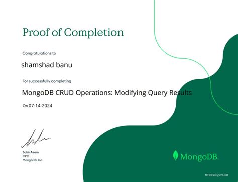 Shamshad Banu K On Linkedin Certification Skills Mongodb