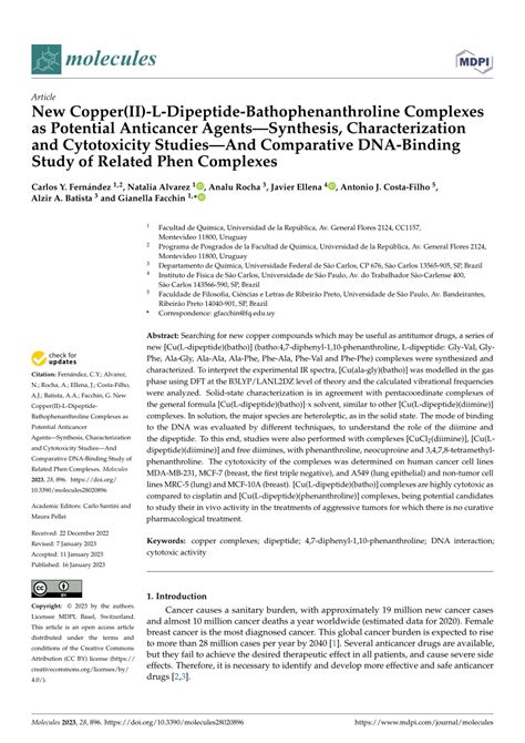 Pdf New Copperii L Dipeptide Bathophenanthroline Complexes As