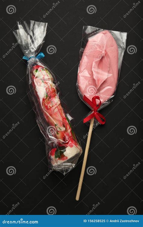 Two Sweet Candy In Form Of Penis And Vagina Sexual Relationship As