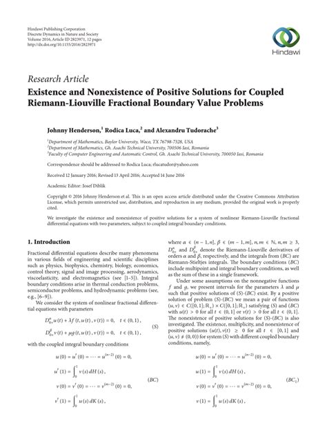 Pdf Existence And Nonexistence Of Positive Solutions For Coupled Riemann Liouville Fractional