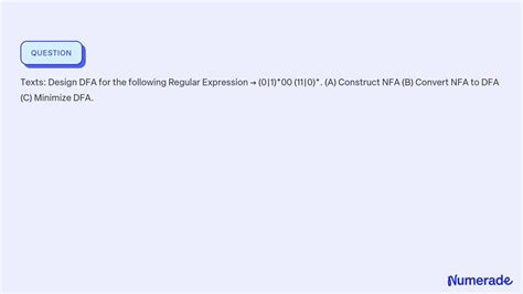 Solved Texts Design Dfa For The Following Regular Expression → 01