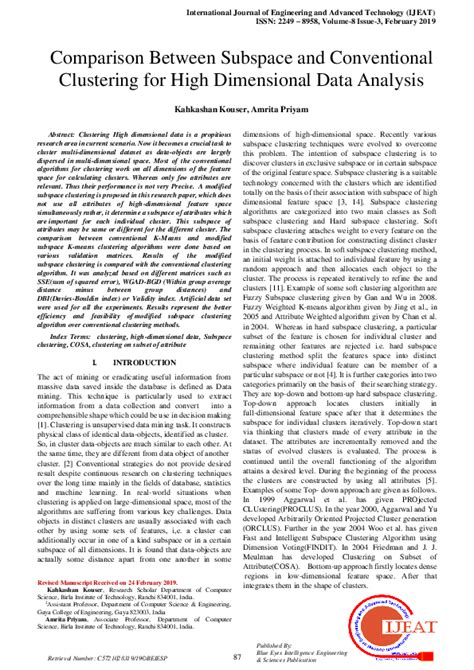 Pdf Comparison Between Subspace And Onventional Clustering For High Dimensional Data Analysis