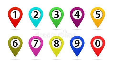 Map Marker With Number Pointer Icon For Gps On Road Color Position