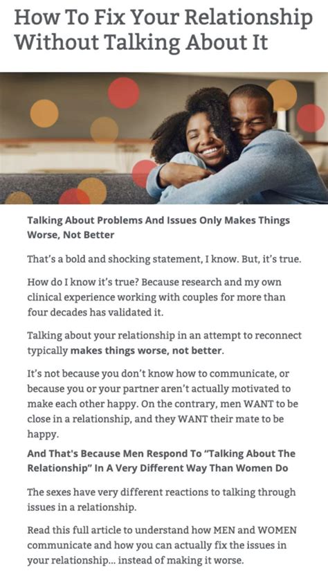How To Fix Your Relationship Without Talking About It Healthy