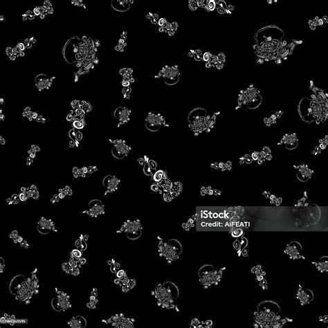 검은 색 배경에 고립 된 찻주전자와 찻잔의 원활한 패턴 섬유 디자인에 대한 주전자와 찻잔 컬렉션의 중국어 원활한 패턴 벡터 개요 그림 골동품에 대한 스톡 벡터 아트 및 기타