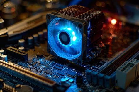 Premium Photo A Processor With A Blue Led Light And A Fan On Top Of It