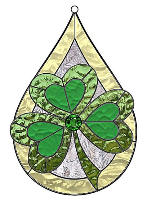 Shamrock Teardrop Stained Glass Pattern Etsy Stained Glass Patterns