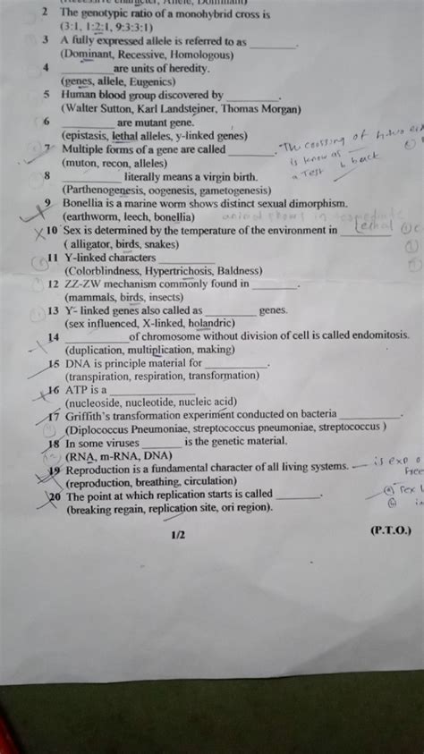 2 The Genotypic Ratio Of A Monohybrid Cross Is 3112193313 A Fu