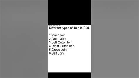 Joins Types In Sqldifferent Types In Joinsqljointypesdatabaserdbmsdbmsmysqlshortsviral