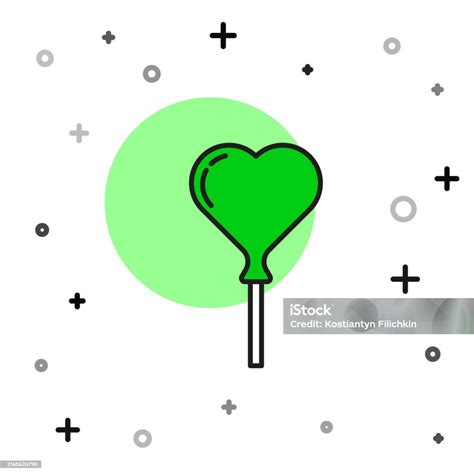 채워진 윤곽선 흰색 배경에 고립된 리본 아이콘이 있는 하트 형태의 풍선입니다 벡터 가득 찬에 대한 스톡 벡터 아트 및 기타 이미지 가득 찬 고무 공휴일 Istock