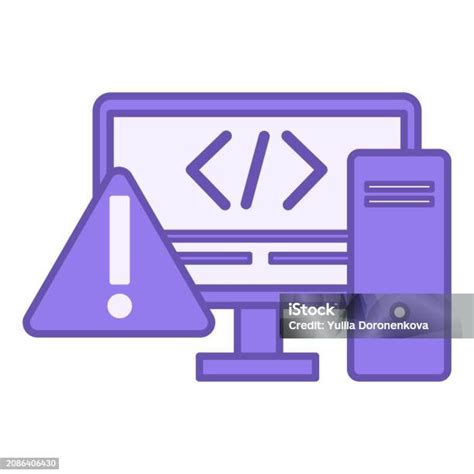 컬러 아이콘 코드 문제 컴퓨터 코드 컴퓨터 및 위험 표시의 벡터 아이콘입니다 프로그래밍 및 코딩 개념 경계 표지에 대한 스톡 벡터 아트 및 기타 이미지 Istock