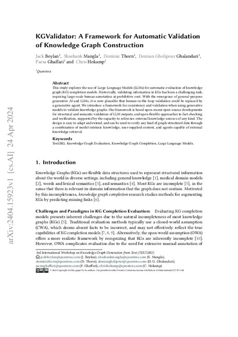 Pdf Kgvalidator A Framework For Automatic Validation Of Knowledge