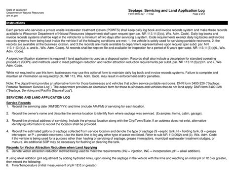 Form 3400 227 Download Printable Pdf Or Fill Online Septage Servicing And Land Application Log