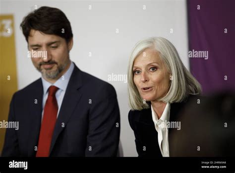 Prime Minister Justin Trudeau Listens As Isabelle Hudon The Canadian Ambassador To France