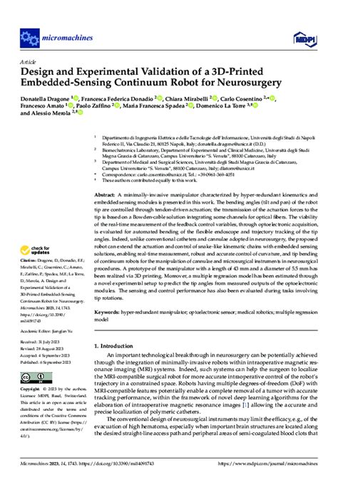 Pdf Design And Experimental Validation Of A 3d Printed Embedded Sensing Continuum Robot For
