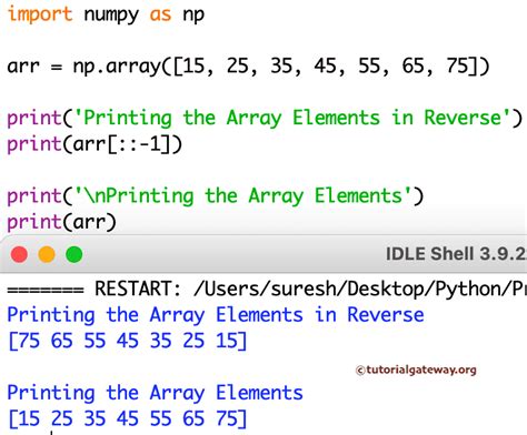 Python Program To Print Array Elements In Reverse Order