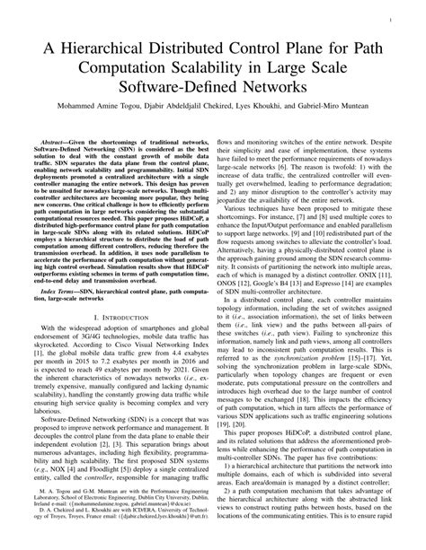 Pdf A Hierarchical Distributed Control Plane For Path Computation Scalability In Large Scale