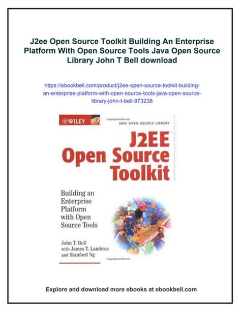 J2ee Open Source Toolkit Building An Enterprise Platform With Open