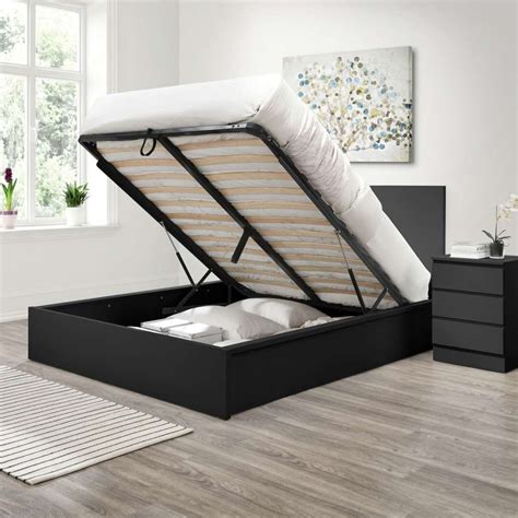 Hoxton Double Ottoman Bed Black Assembly Required Oak World