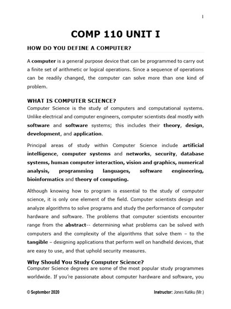 Comp 110 Introduction Pdf Central Processing Unit Computer
