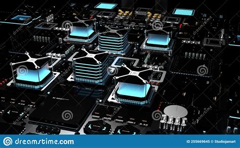 Components Of Quantum Computer Parts Stock Illustration Illustration Of Chip Modern 255669645