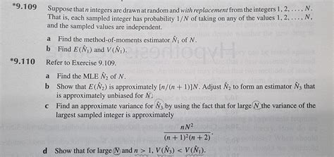 9 109 suppose that n integers are drawn at random and