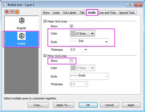 help online tutorials polar graph with custom radial axes