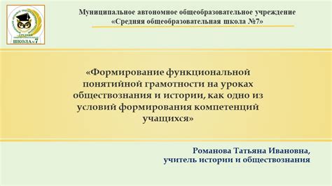 Презентация на тему Формирование функциональной понятийной грамотности на уроках обществознания