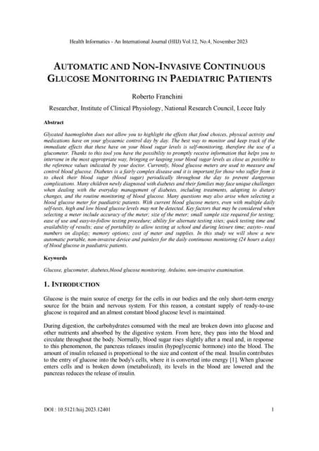 Non Invasive Glucose Blodd Monitoring System 1 2 1 Pptx
