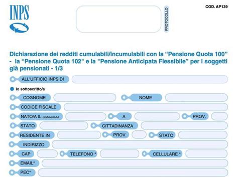 Quota 103 Il Modulo Inps Per Fare Domanda Per La Pensione Anticipata