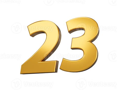 Gold Number 23 Twenty Three Shiny 3d Number 23 Made Of Gold 3d Illustration 27992623 Png