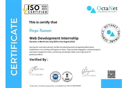 Divya Ramani On Linkedin Octanet Octanetinternship Webdeveloper Learninganddevelopment