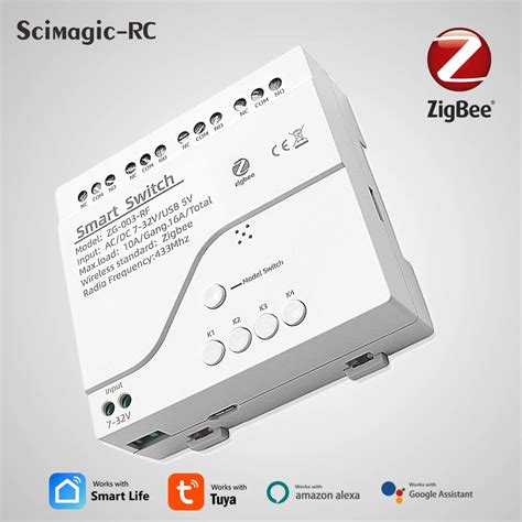 Tuya Zigbee WiFi Smart Home Relay Module Garage Door Relay AC DC V