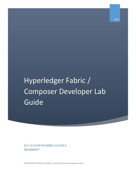 Hyperledger Fabric Composer Developer Lab Guide Blockchain Training