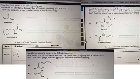 Solved Identify The Functional Groups In The Following