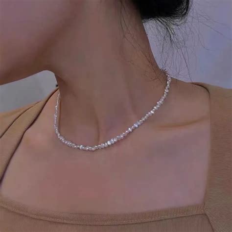 진주 목걸이 천연 소형 담수 14k 골드 채워진 여성 초커 여성용 체인 쥬얼리 선물 패션 티몬