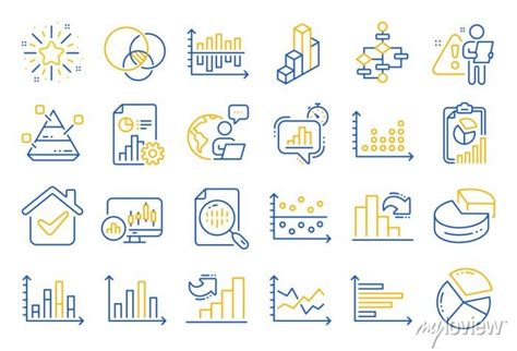 Charts And Diagrams Line Icons Report 3d Chart Block Diagram Posters