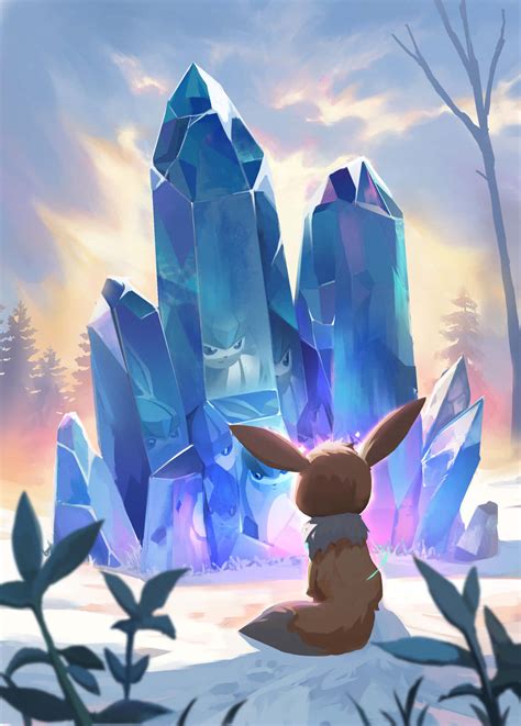 Download Eevee Encounter With Crystal Golems Wallpaper