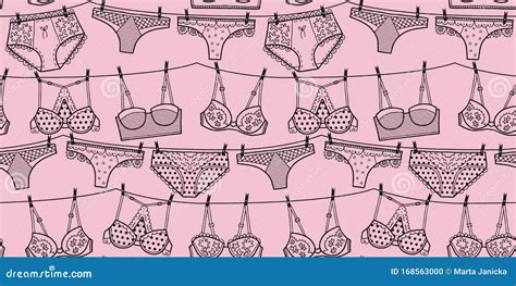 Vector Lingerie Pattern In Pink And Black Stock Vector Illustration Of Line Collection 168563000