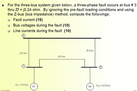 For The Three Bus System Given Below A Three Phase Chegg