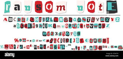 Ransom Halftone Collage Style Letters Numbers And Punctuation Marks Cut
