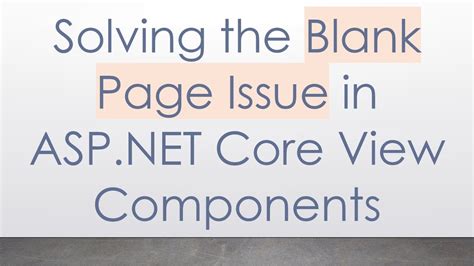 Solving The Blank Page Issue In Aspnet Core View Components Youtube