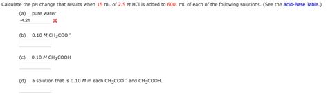 Calculate The PH Change That Results When ML Of Chegg Com