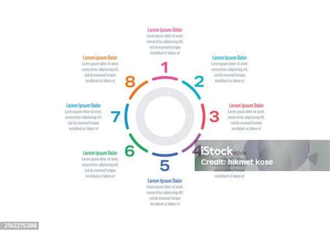 교육 잡지 인터넷 연례 보고서 비즈니스를 위한 인포그래픽 템플릿입니다 벡터 인포 그래픽 템플릿입니다 원형 여덟 단계 정보 템플릿 8에 대한 스톡 벡터 아트 및 기타 이미지