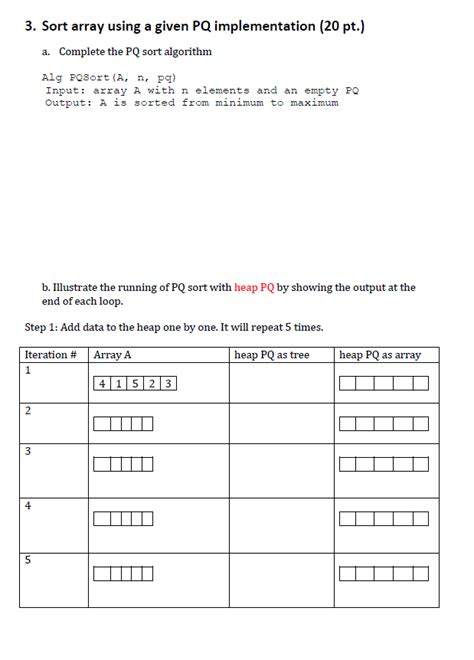 Sort Array Using A Given PQ Implementation Chegg