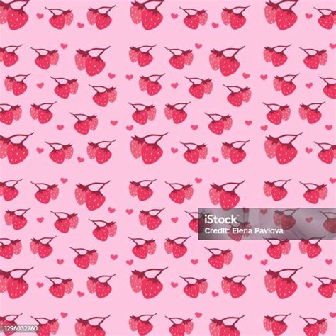 핑크 배경에 매끄러운 패턴 육즙 맛있는 연인 여름 베리 발렌타인 데이 포장 패턴 벡터 그림입니다 가리기에 대한 스톡 벡터 아트
